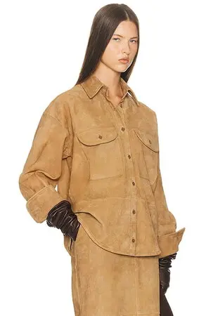 HELSA Suede Overshirt - Caramel