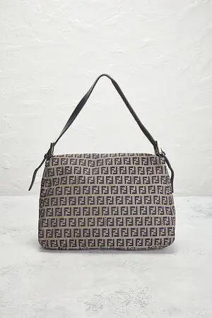 Fendi Zucchino Mama Baguette Shoulder Bag - Black
