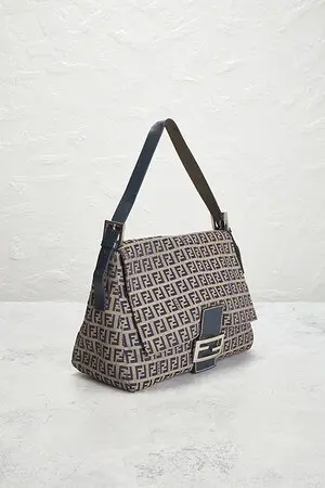 Fendi Zucchino Mama Baguette Shoulder Bag - Black