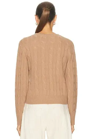 SPORTY & RICH Src Cableknit Cashmere Sweater - Camel