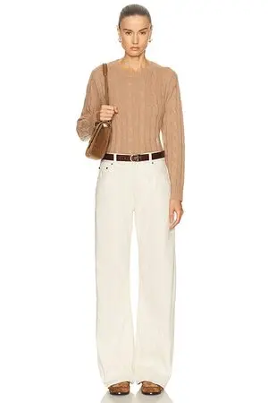 SPORTY & RICH Src Cableknit Cashmere Sweater - Camel