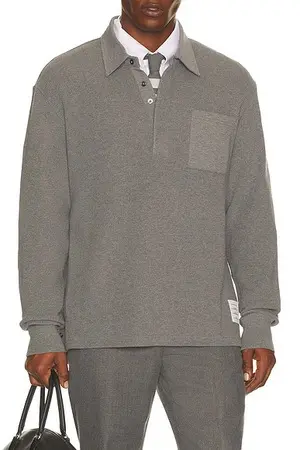 Thom Browne Rugby Polo With Bar - Medium Grey