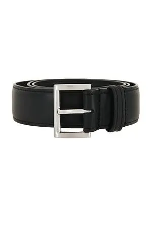 ST. AGNI Leather Belt With Silver-tone Buckle