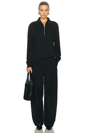 Eterne Zip-up Polo Sweatshirt - Black