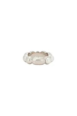 Alexander McQueen Skull & Pearl Ring In Sterling
