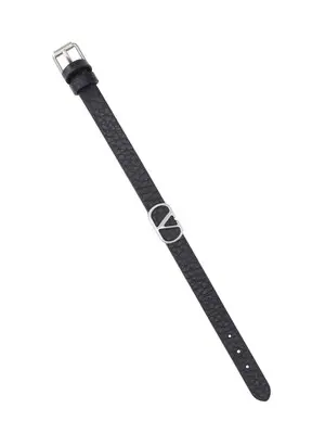 Valentino Garavani Vlogo Signature Leather Bracelet - Black