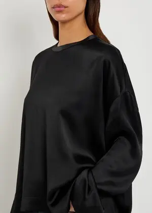 TOTEME Draped Satin Top - Black