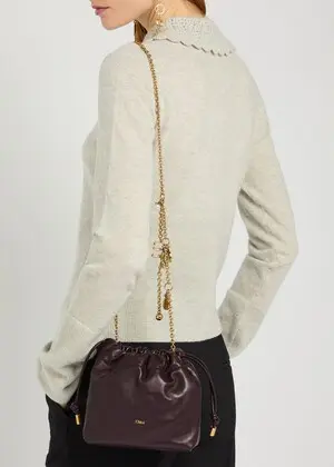 Chloé Charm-embellished Drawstring Leather Pouch - Plum