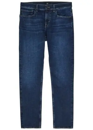7 For All Mankind Slimmy Stretch-denim Jeans - Dark Blue