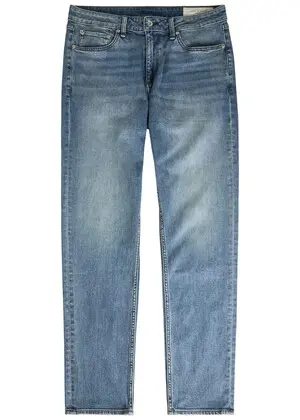Rag & Bone Straight-leg Stretch-denim Jeans - Mid Blu
