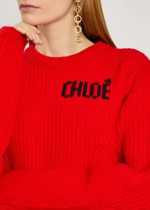 Chloé Logo Wool And Cashmere-blend Jumper