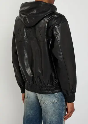 Amiri Logo-appliquéd Hooded Leather Jacket