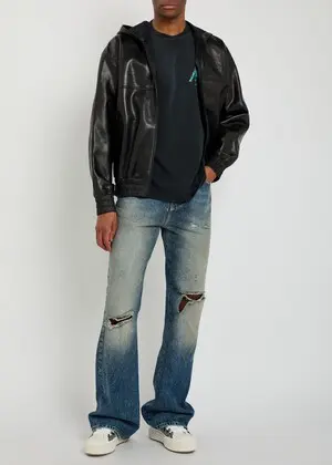 Amiri Logo-appliquéd Hooded Leather Jacket