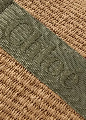 Chloé Woody Logo-embroidered Raffia Basket Bag - Green