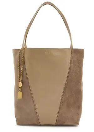 Chloé Spin Medium Panelled Suede Tote Bag - Taupe