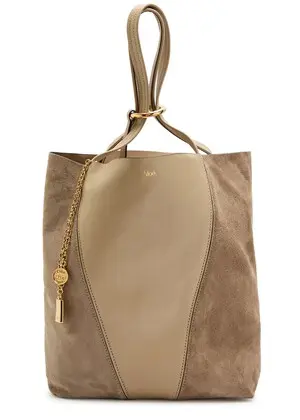 Chloé Spin Medium Panelled Suede Tote Bag - Taupe