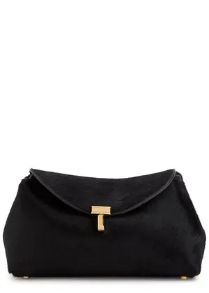 TOTEME T-lock Mini Pony Hair Clutch - Black
