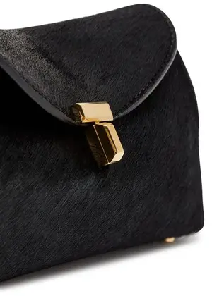 TOTEME T-lock Mini Pony Hair Clutch - Black