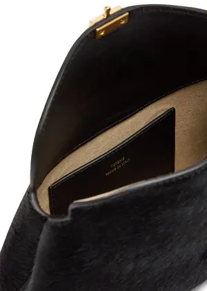TOTEME T-lock Mini Pony Hair Clutch - Black