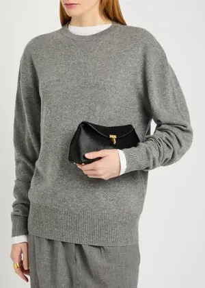 TOTEME T-lock Mini Pony Hair Clutch - Black