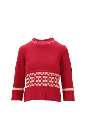 B.B. WALACE Crew Neck Sweater - Red / Yellow