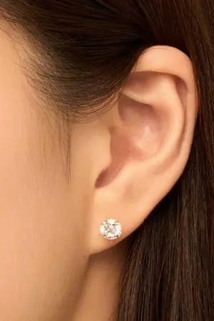 ORADINA 14k Solid Gold 2 Carat Lab Diamond Stud Earrings - White Gold/ Lab Diamonds