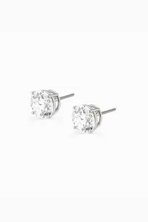 ORADINA 14k Solid Gold 2 Carat Lab Diamond Stud Earrings - White Gold/ Lab Diamonds
