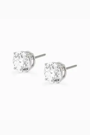 ORADINA 14k Gold 4 Carat Lab Diamond Stud Earrings - White Gold/ Lab Diamonds