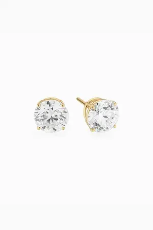ORADINA Oradina 14k Gold 4 Carat Lab Diamond Stud Earrings Yellow Gold/ Lab Diamonds