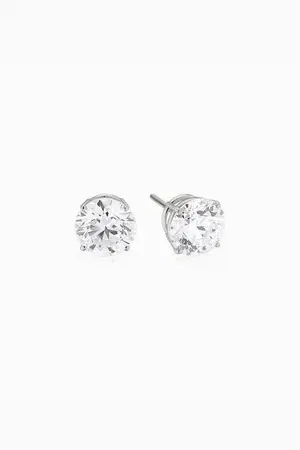 ORADINA 14k Solid Gold 3 Carat Lab Diamond Stud Earrings - White Gold/ Lab Diamonds