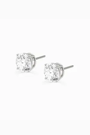 ORADINA 14k Solid Gold 3 Carat Lab Diamond Stud Earrings - White Gold/ Lab Diamonds
