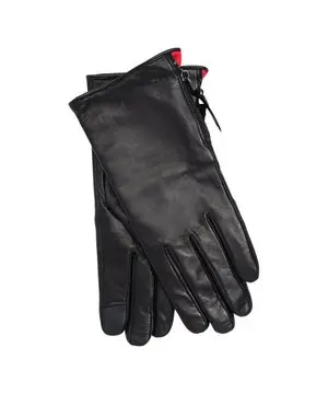 Echo Leather Glove With Zipper - Black/red