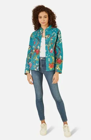 YUMI Floral Reversible Cotton Quilted Jacket