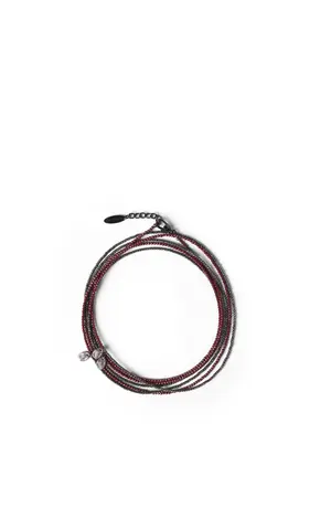 Brunello Cucinelli Hematite And Sterling Silver Beaded Bracelet - Red