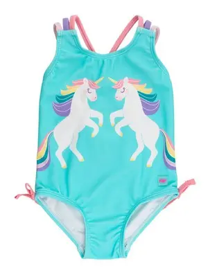 RUFFLEBUTTS UPF50+ Sun Protected Cross-Back One Piece Magical Unicorns