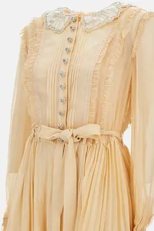 SELF-PORTRAIT Mini Dress In Pleated Georgette - Rose