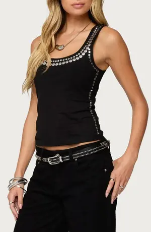 EDIKTED Studded Tank Top - Black