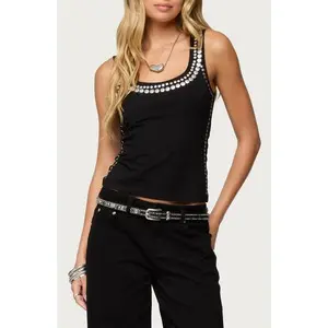 EDIKTED Studded Tank Top - Black