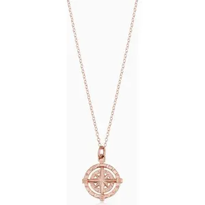 ORADINA 14k Gold Compass Rose Pendant Necklace - Rose Gold