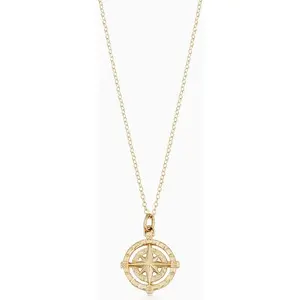 ORADINA 14k Gold Compass Rose Pendant Necklace - Yellow Gold