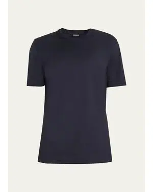 Zegna Cotton Jersey Crewneck T-shirt - Blue