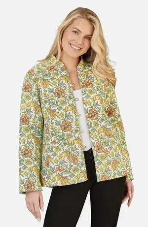 YUMI Sunflower Reversible Quilted Jacket Yellow