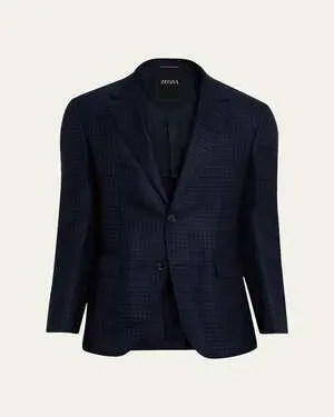 Zegna Cashmere And Silk Check Sport Coat