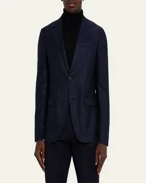 Zegna Cashmere And Silk Check Sport Coat
