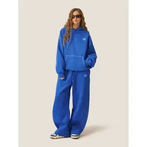 AELFRIC EDEN Cloud Essential Fleece Pullover Hoodie Super Baggy Set - Blue
