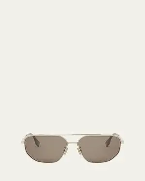 Fendi Metal Rectangle Sunglasses - Gold Brown