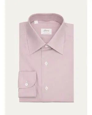 Brioni Ventiquattro Cotton Micro-houndstooth Dress Shirt Rose