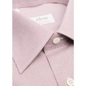 Brioni Ventiquattro Cotton Micro-houndstooth Dress Shirt
