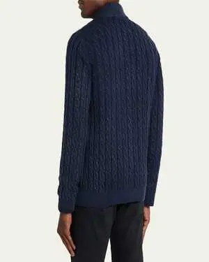 Kiton Washed Cashmere Cable Knit Full-zip Sweater