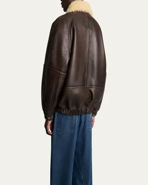 Jacquemus Leather And Shearling Bomber Jacket - Brown